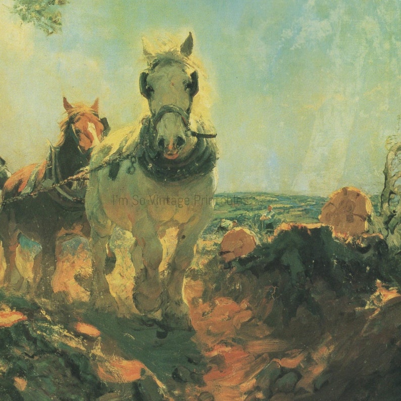 Farmhouse Horse Print Equestrian Painting Workhorse Art - Etsy