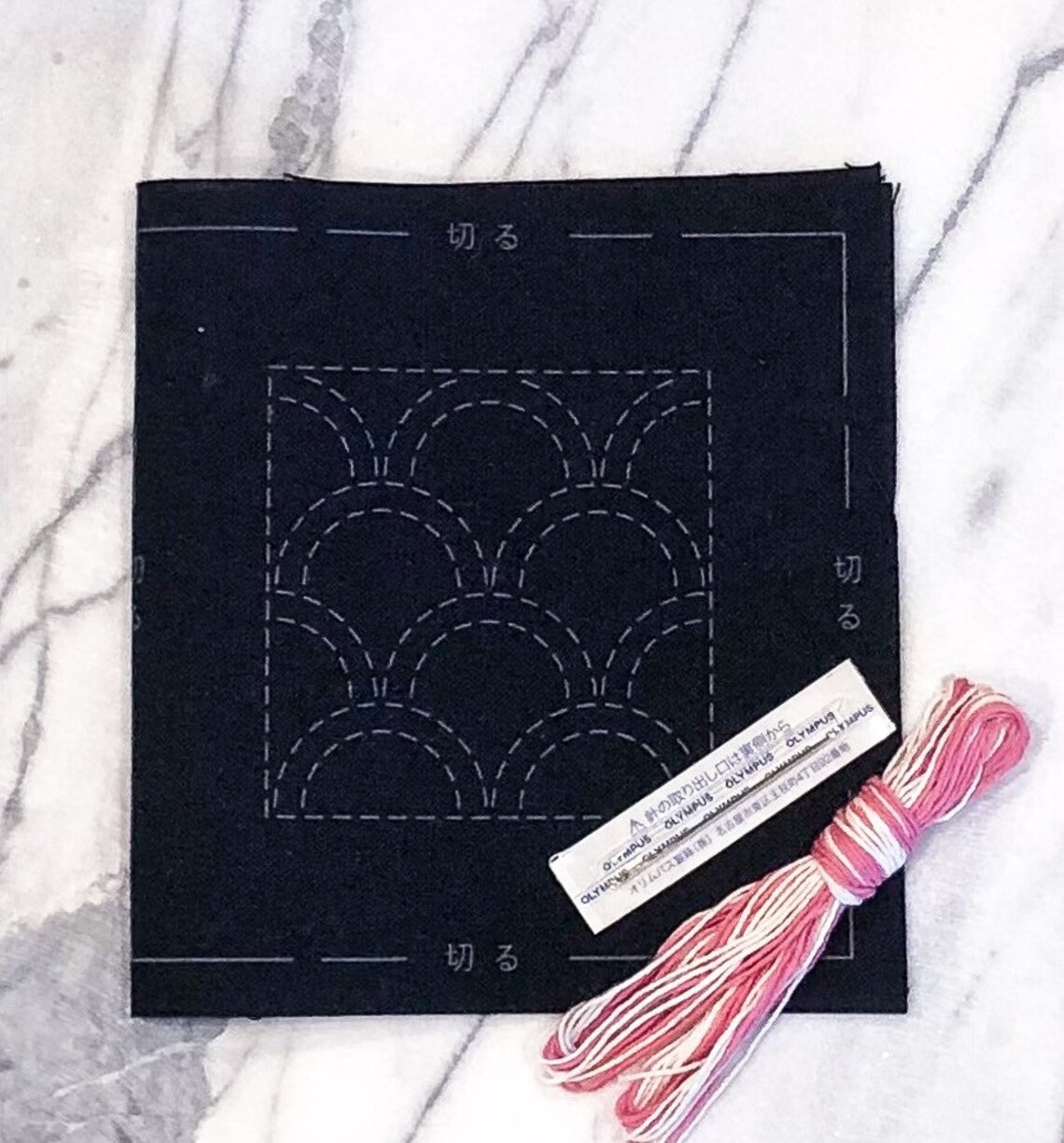 Sashiko Kit Sashiko Patterns Preprinted on Cotton Fabric | Etsy