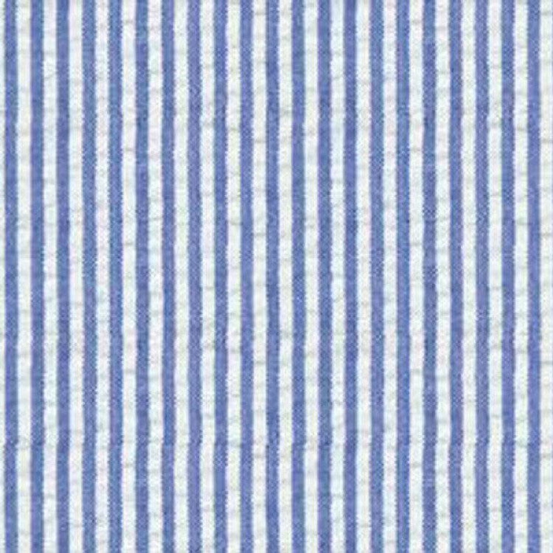 Seersucker Striped Fabric Fabric by the Half Yard Blue White - Etsy