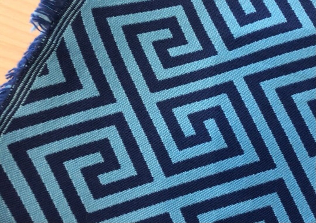 Blue Greek Key Fabric, Indoor Outdoor Fabric, Schumacher ST. Tropez ...