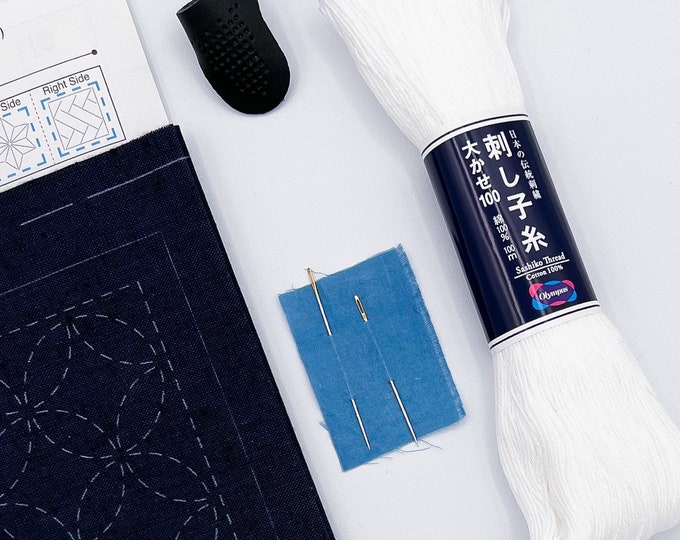 Sashiko Sampler, Beginner Sashiko Kit, 5 Preprinted Sashiko Patterns on ...