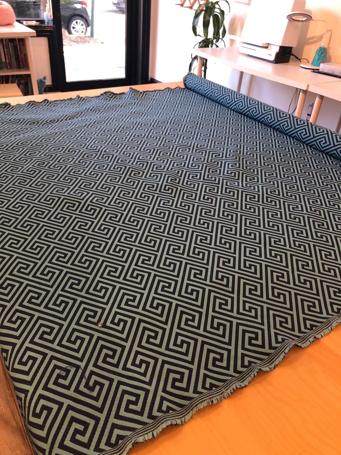 Blue Greek Key Fabric Indoor Outdoor Fabric Schumacher ST. | Etsy