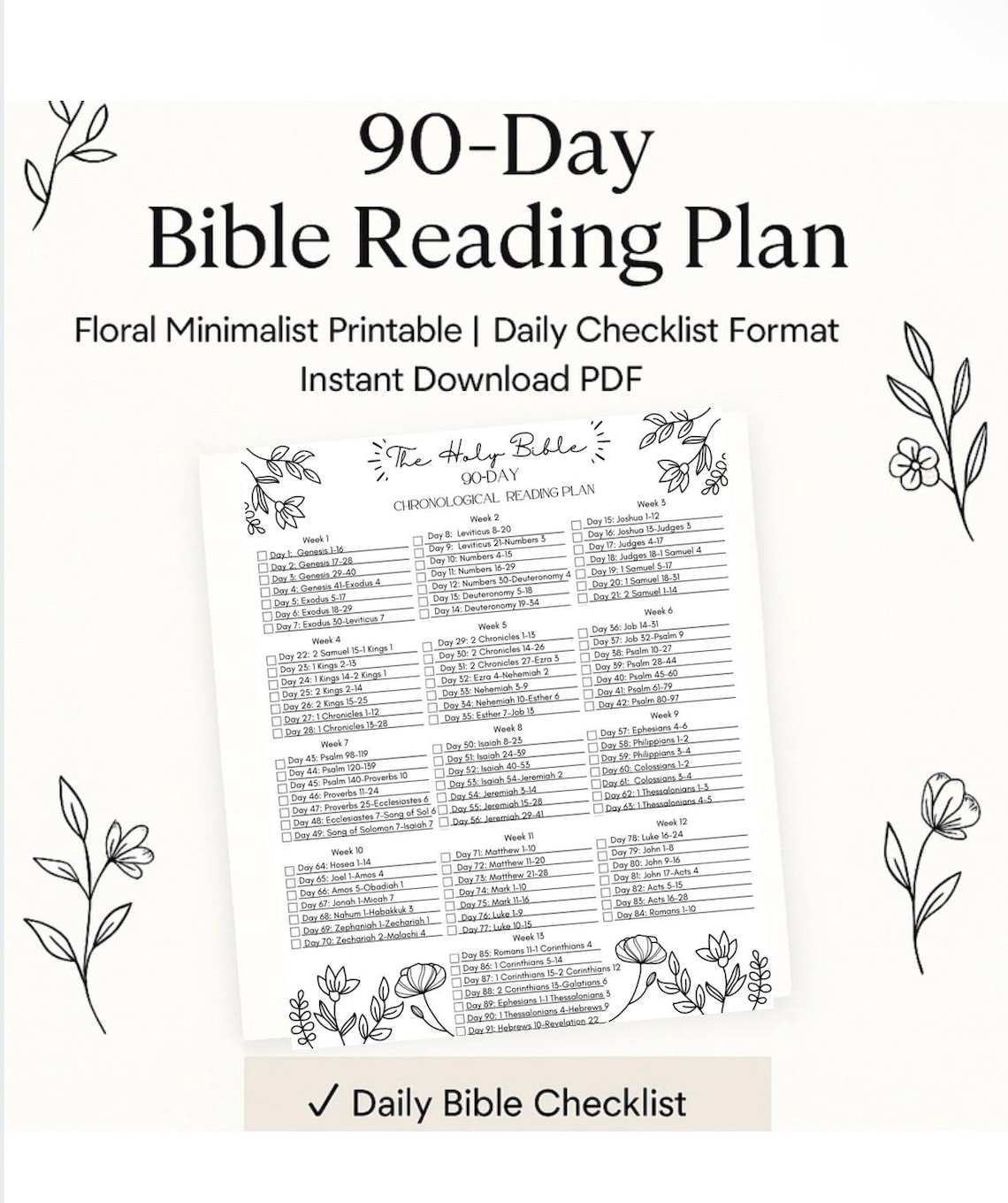 Read the Bible in 90 Days-digital Printable-christian- Jesus -download ...