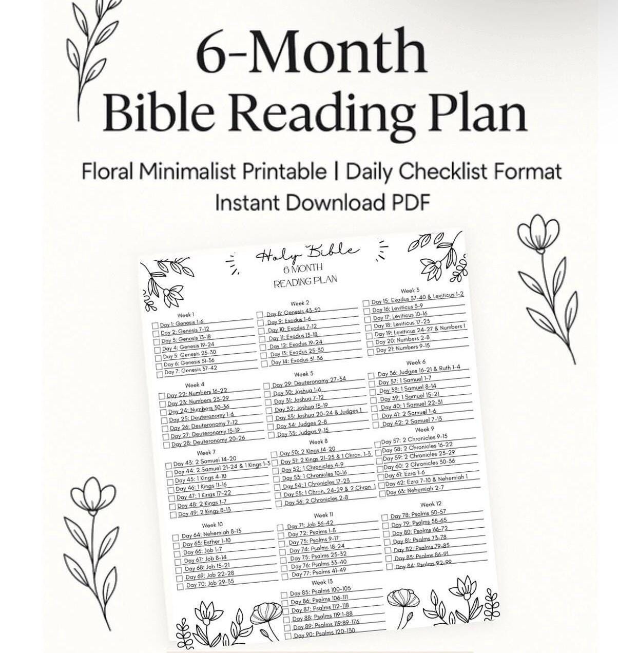 6-month Bible Reading Plan: Christian Study Guide (digital Download) - Etsy