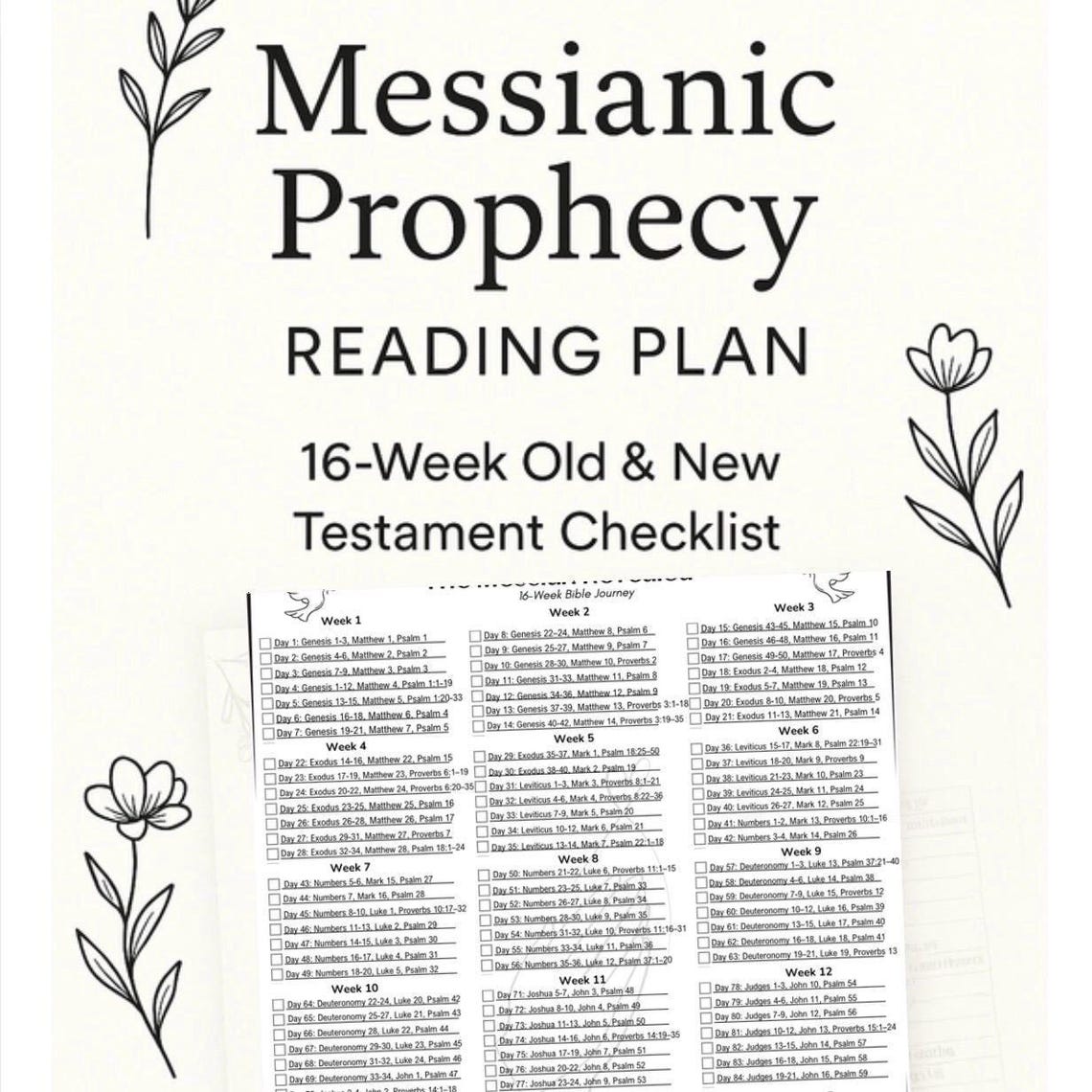 Messiah Prophecy Bible Reading Checklist: Old & New Testament (digital ...