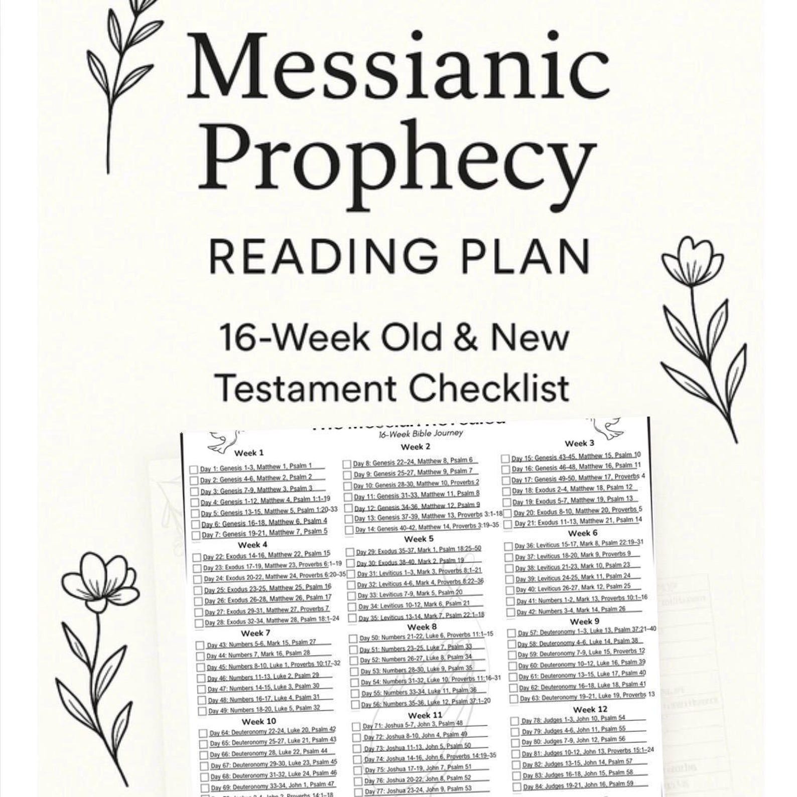 Messiah Prophecy Bible Reading Checklist: Old & New Testament (digital ...