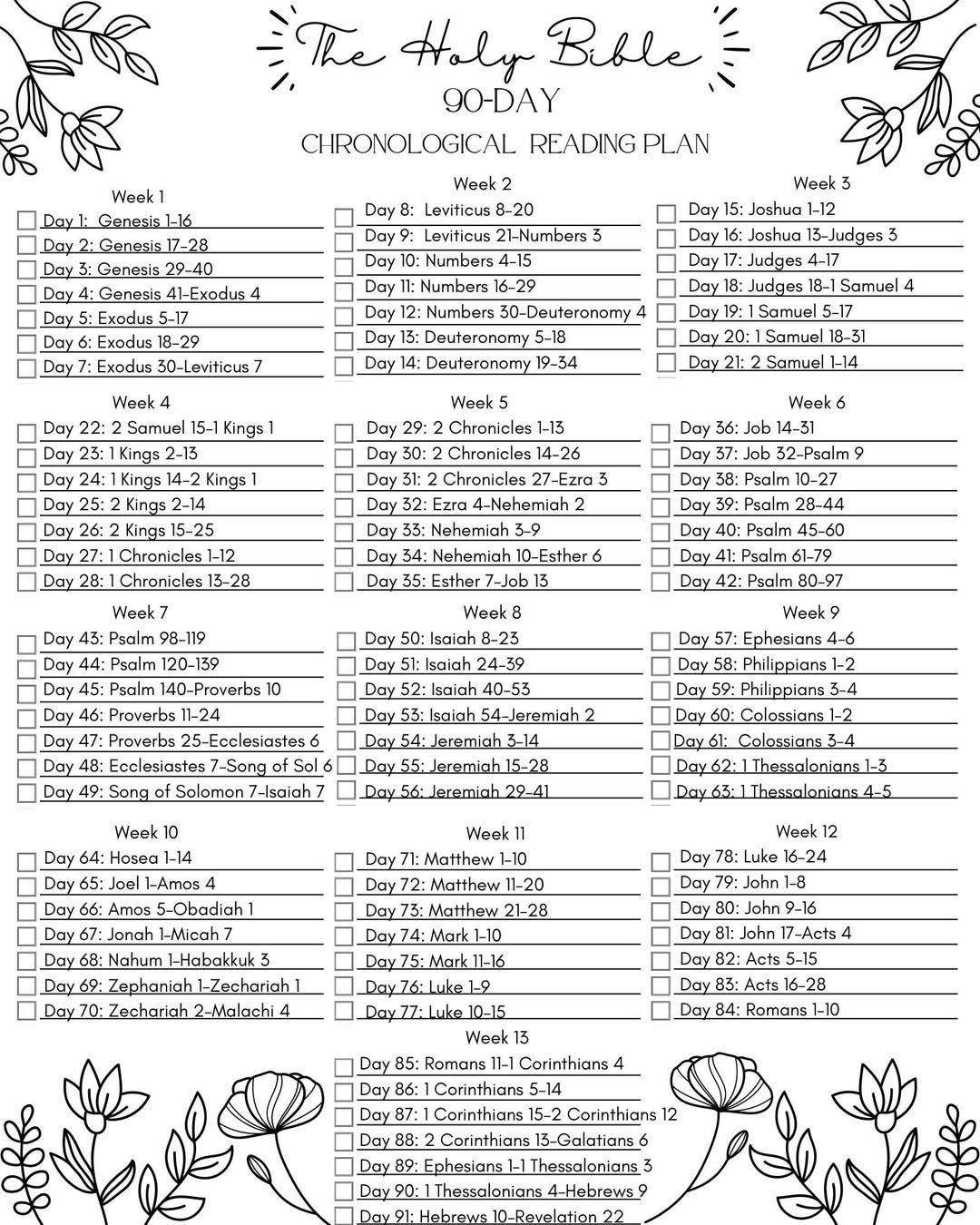 Read the Bible in 90 Days-digital Printable-christian- Jesus Christ ...