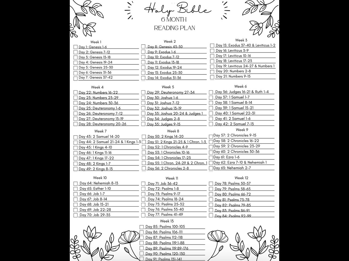 6-month Bible Reading Plan: Christian Study Guide (digital Download) - Etsy