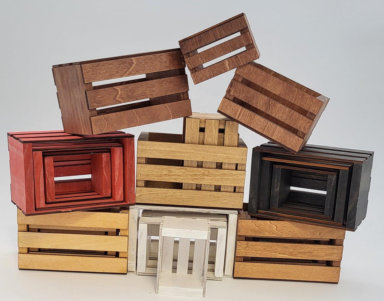 Small Nesting Wood Decorative Crates - Etsy