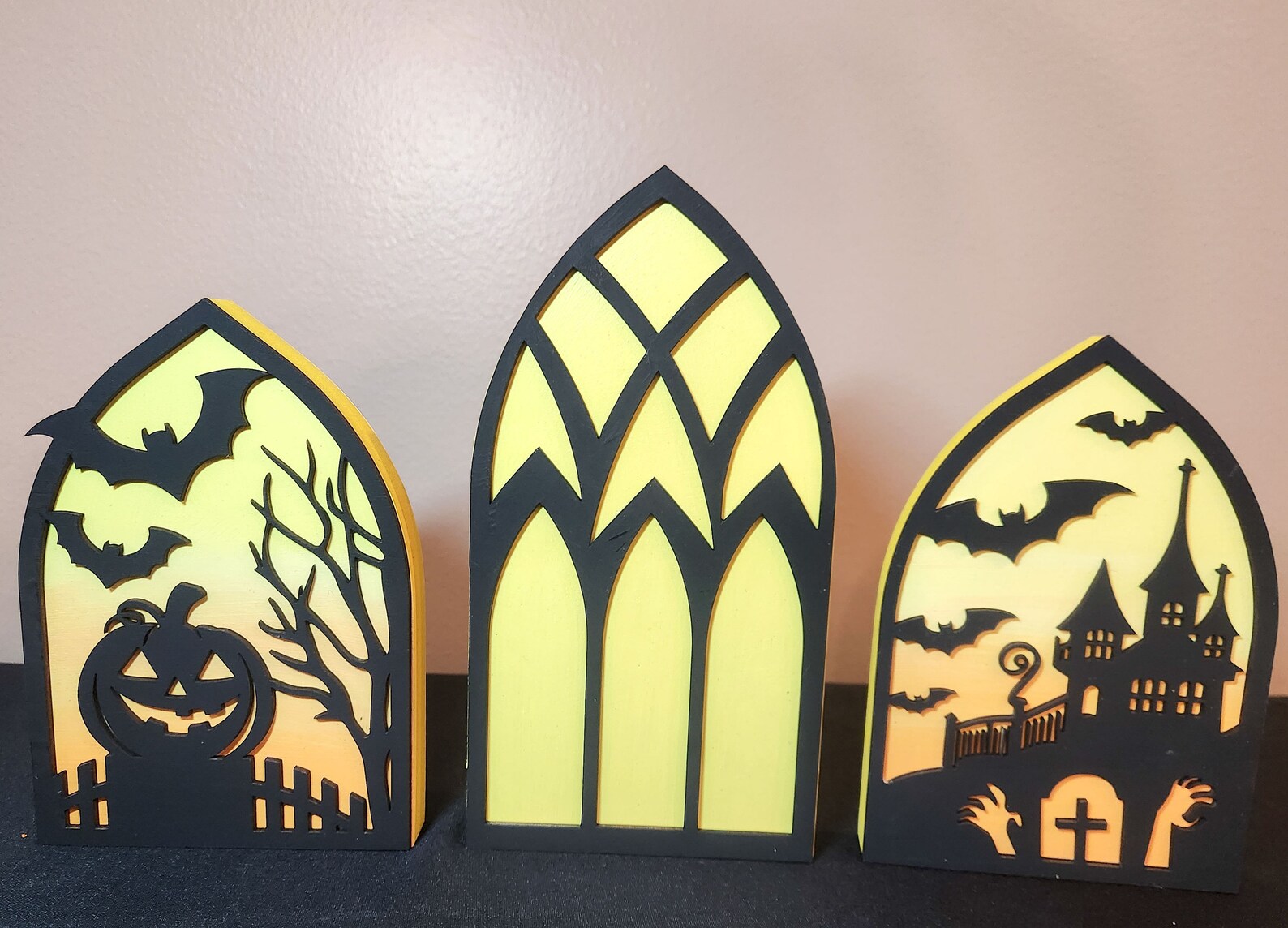 Halloween Shelf Sitter - Gothic Window + 2 Halloween Overlay Windows - Etsy
