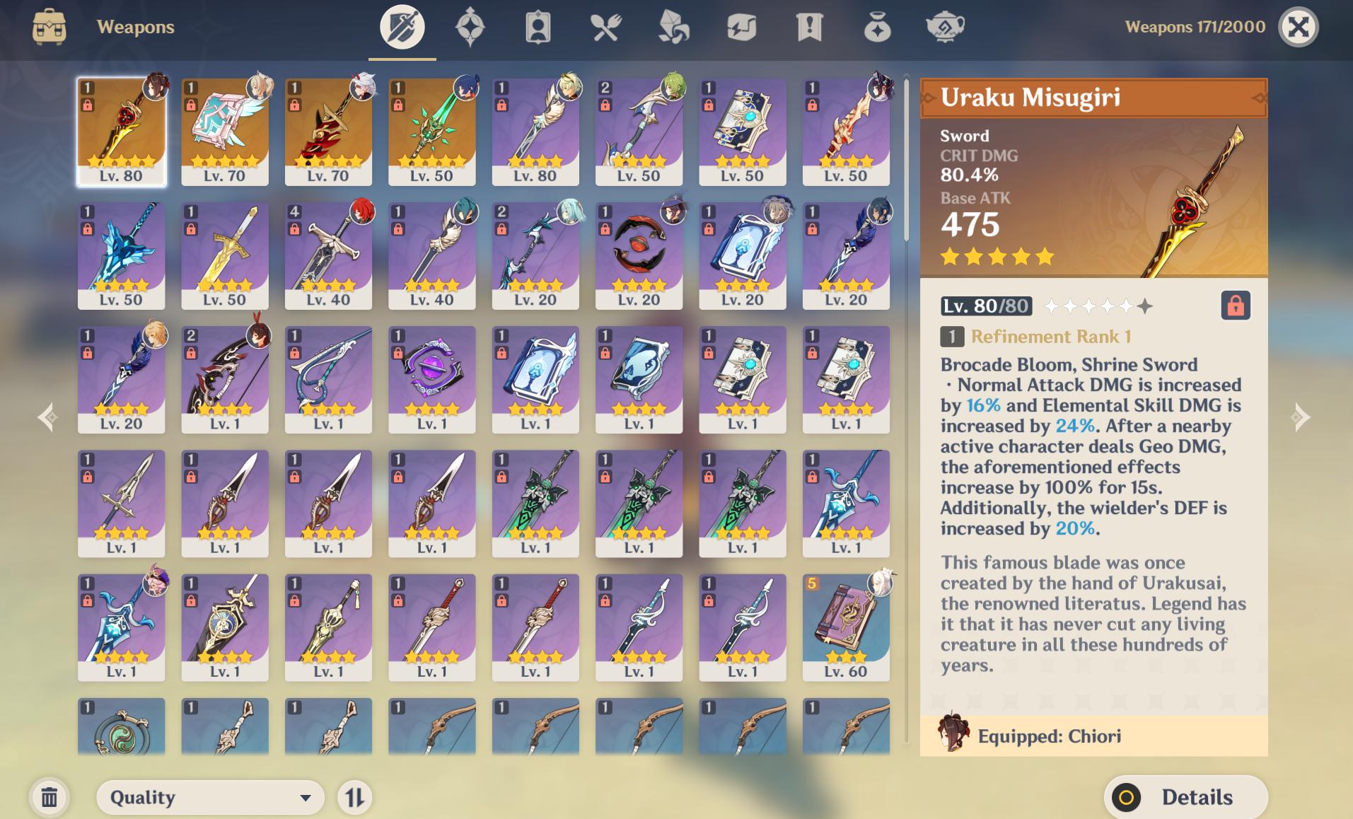 Genshin Impact Account AR 56 EU Full 11X5 Star Chiori,İtto,tinghari ...