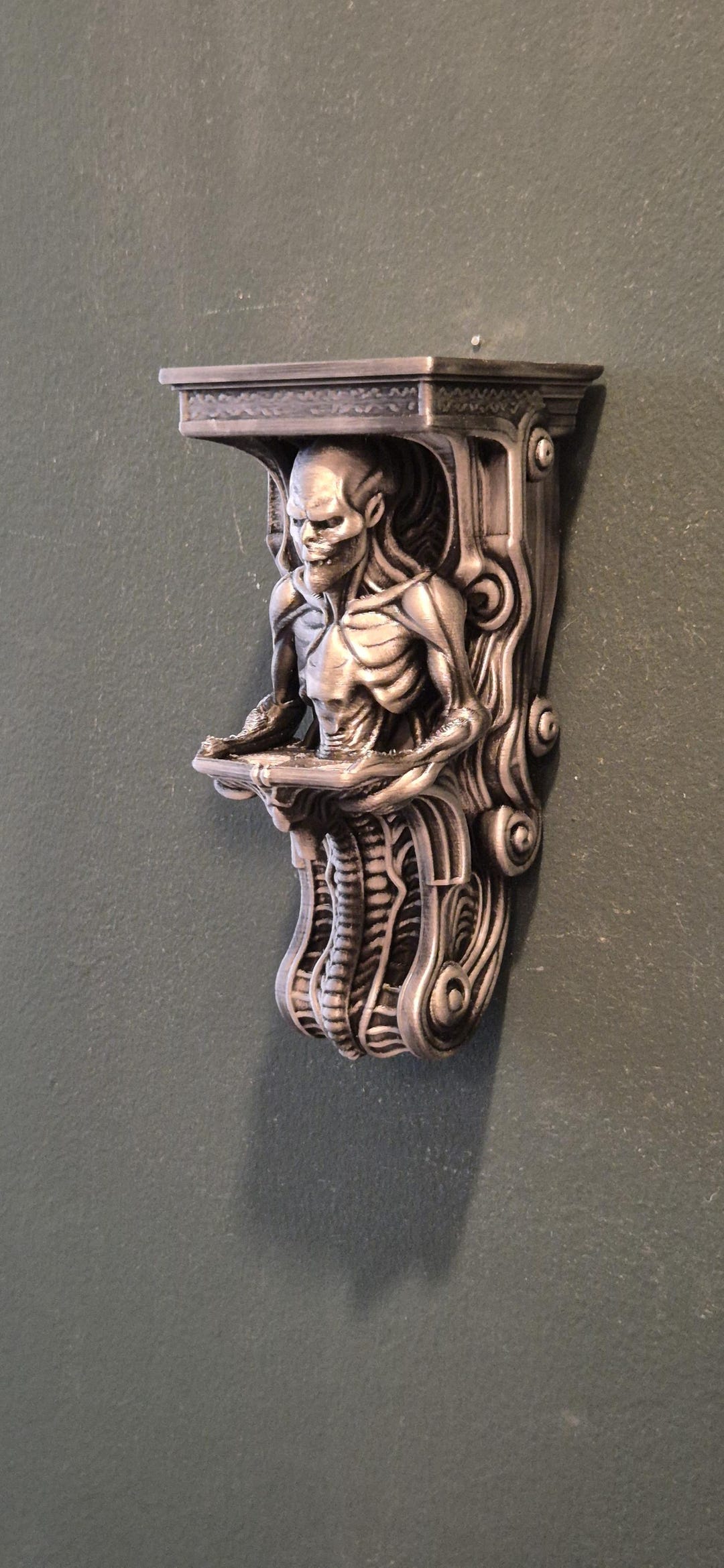 Giger-style Wall Shelf With Alien Creature Design – Dark Sci-fi Home ...