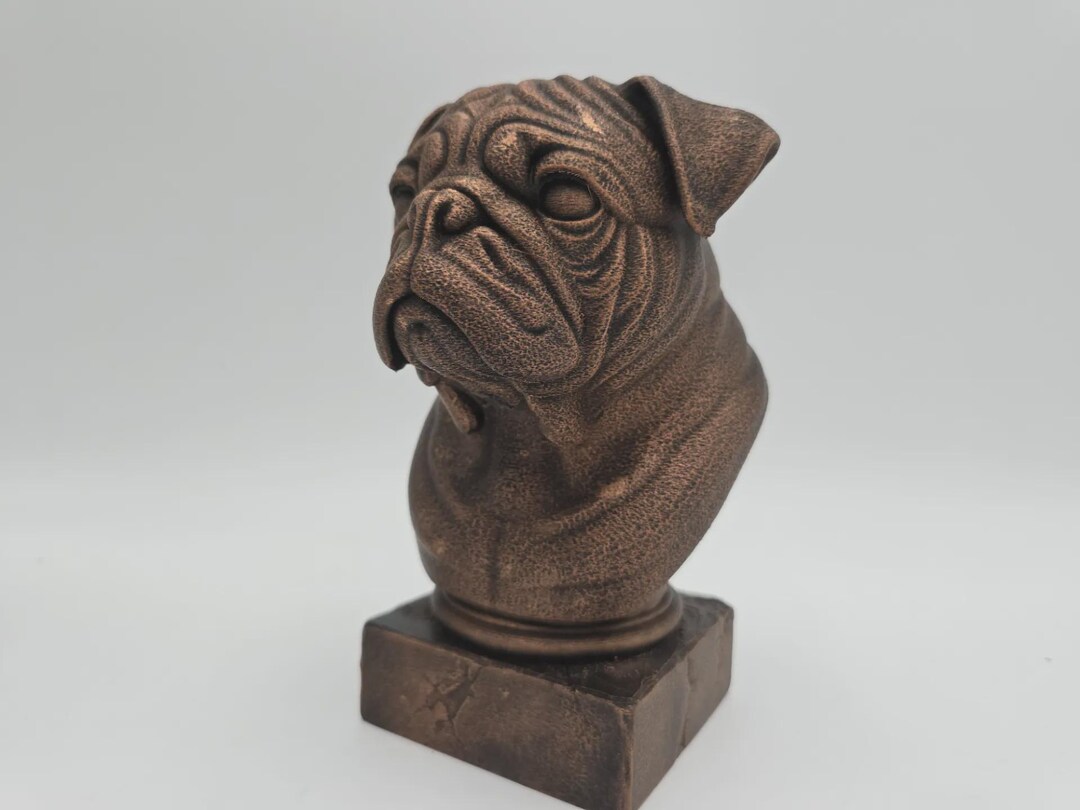 Bust of a Pug Dog Statue - Home Decor Dog Lover Handpainted Ornament - Etsy