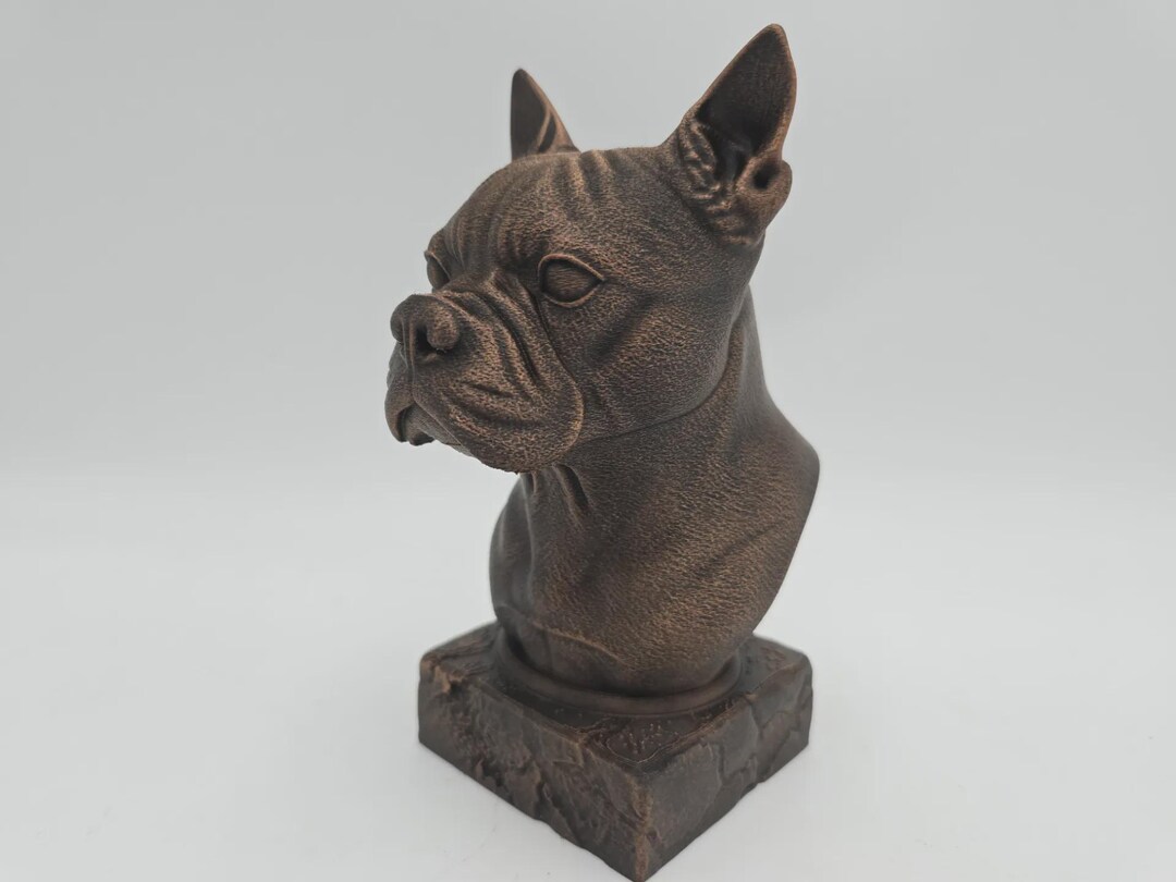 Bust of a Boston Terrier Dog Statue - Home Decor Dog Lover Handpainted ...