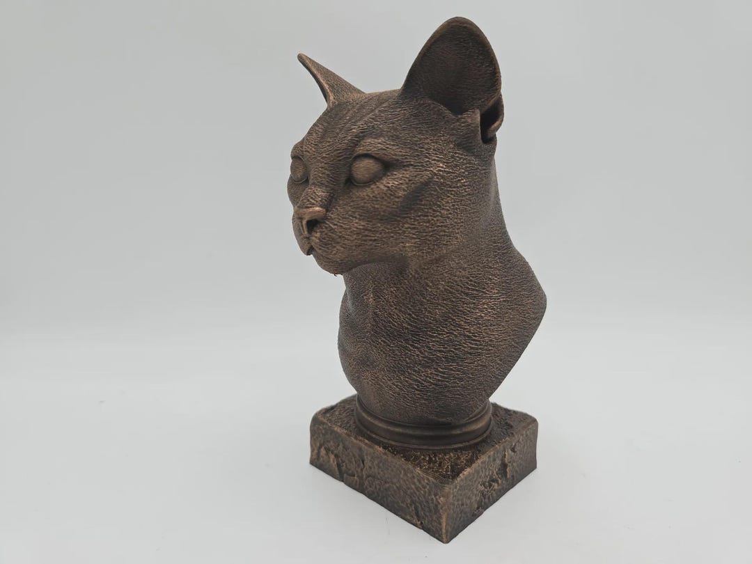Bust of a Russian Blue Cat Statue - Home Decor Cat Lover Handpainted ...