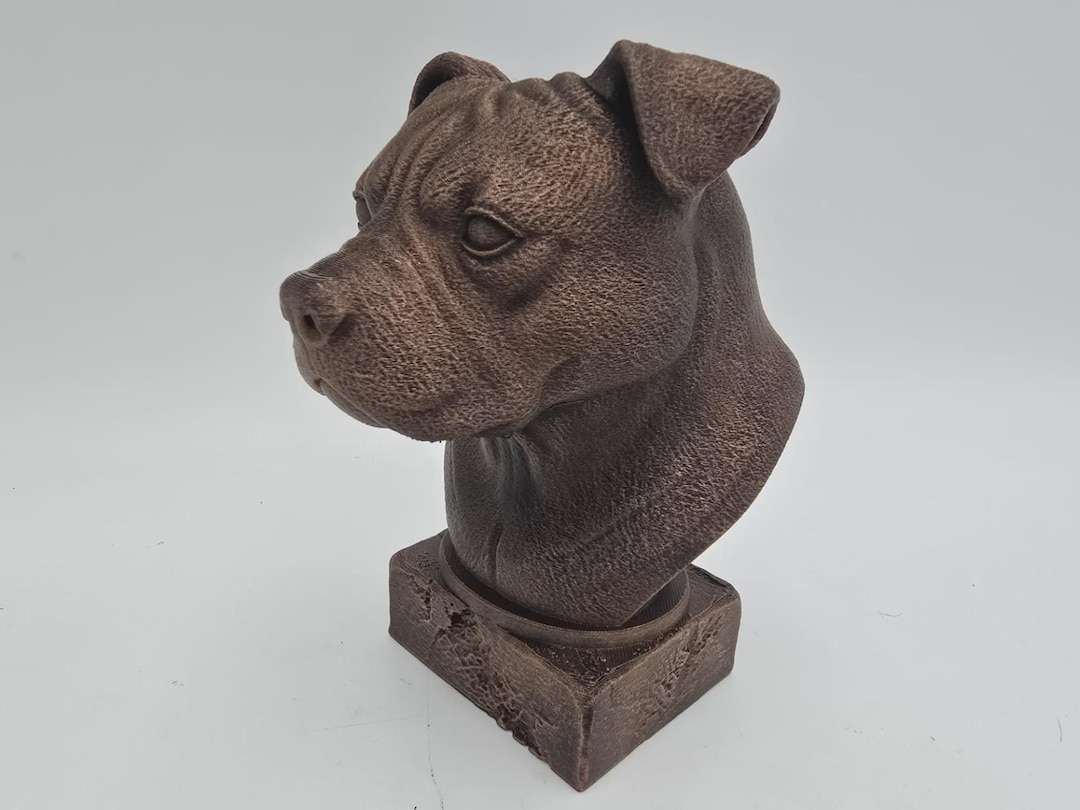 Bust of an American Bully Natural Ears Dog Statue - Home Decor Dog ...