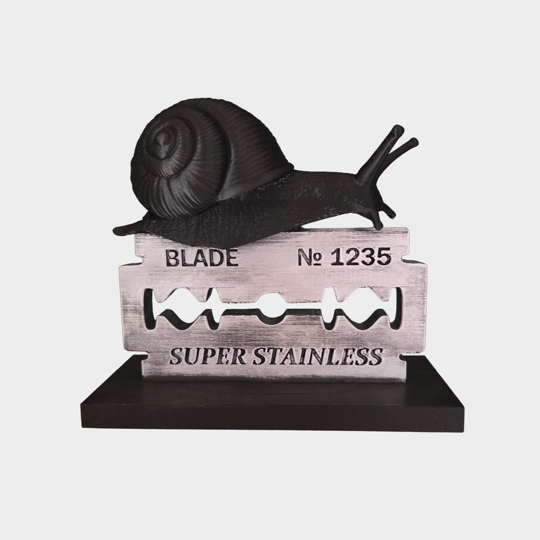 Snail on Razor Blade Figurine – “slow but Sharp” Desk Decor – Dark ...