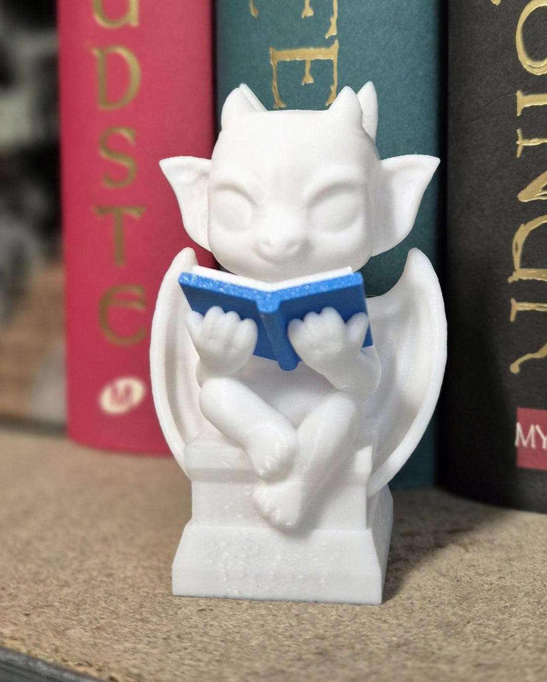 Chibi Reading Gargoyle Bookshelf Decor - Cute Spooky Figure - Bookish ...