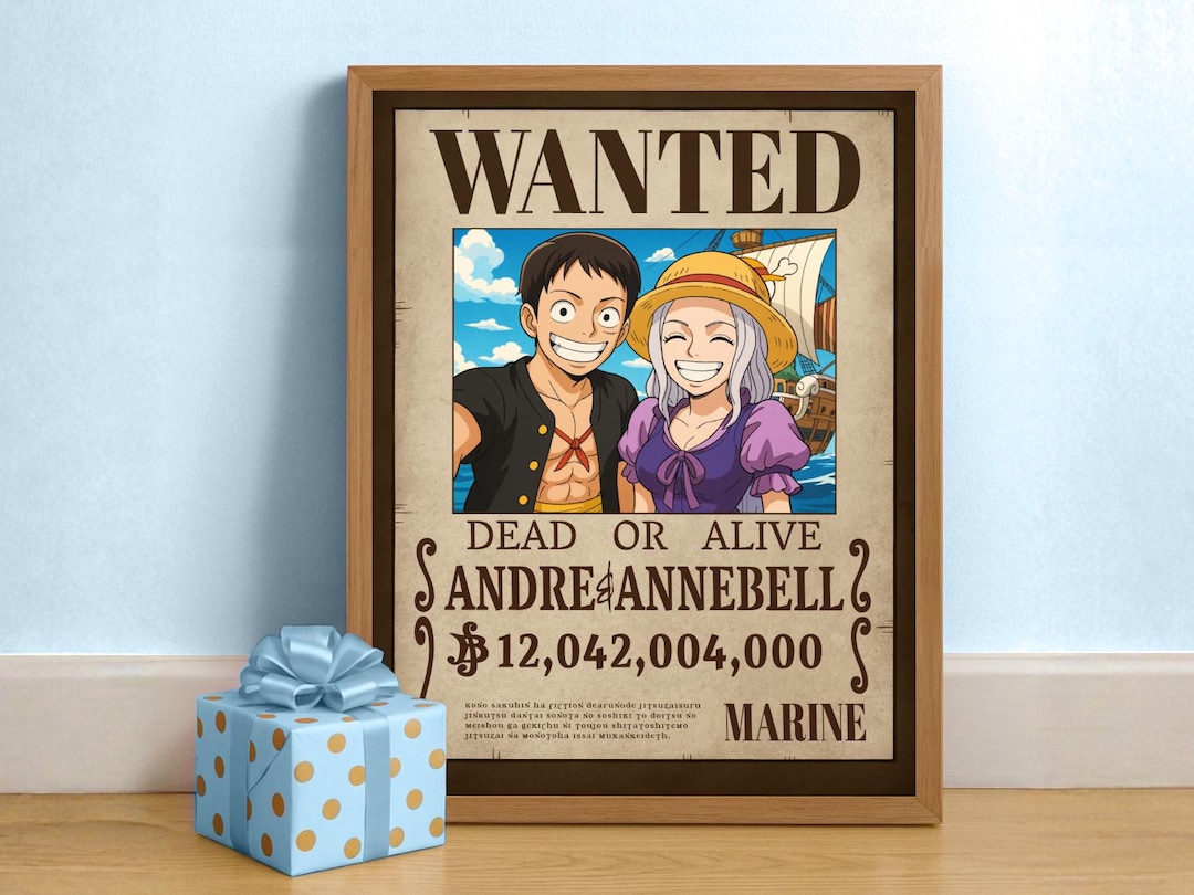 Custom Anime Wanted Poster: Anime Style Portrait, Couple Portrait ...