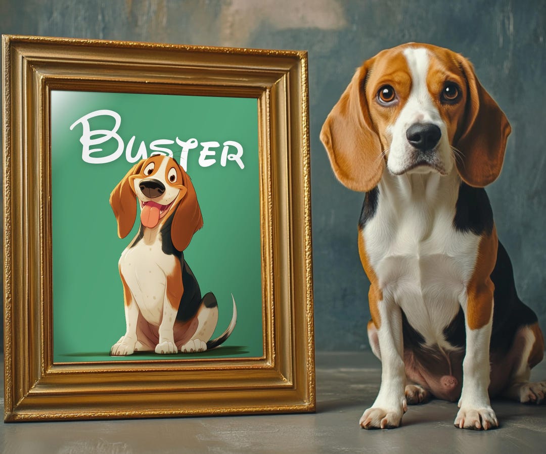 Classic Personalized Disney Cartoon Dog Portrait | Custom Pet Memorial ...