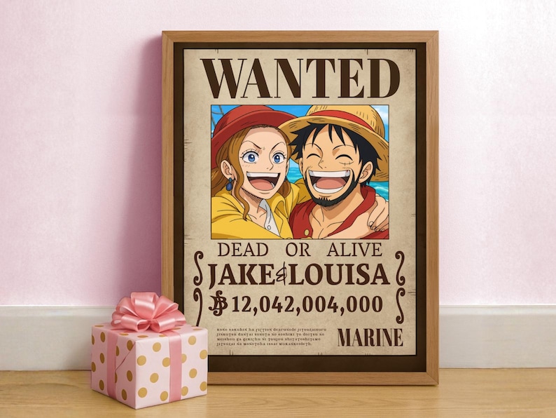 Custom Anime Wanted Poster: Anime Style Portrait, Couple Portrait ...