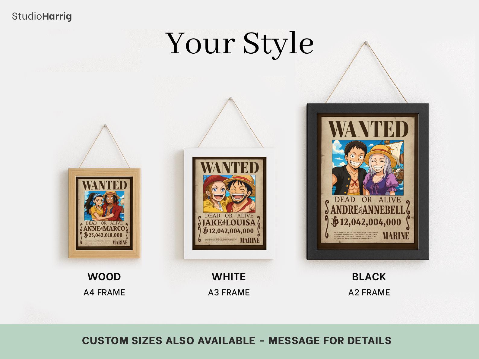 Custom Anime Wanted Poster: Anime Style Portrait, Couple Portrait ...