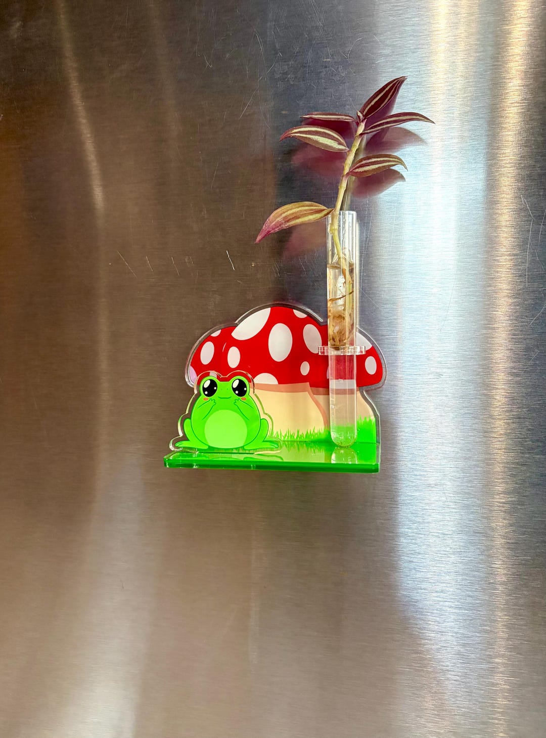 Frog and Mushroom Propagation Vial Acrylic Standee Floral Vase Holder ...