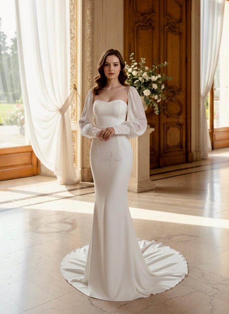 Detachable Chiffon Bridal Puff Sleeves: Detachable Pearl Bridal Sleeves ...