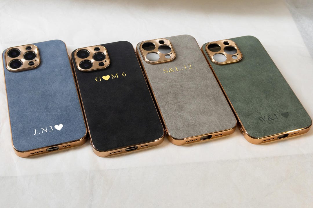 Personalized Engrave Suede Leather iPhone Case, Phone Case for iPhone ...