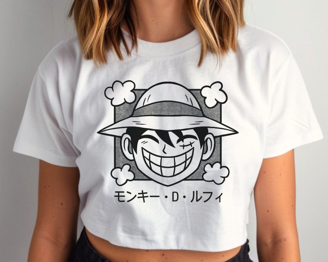 Monkey D. Luffy Japanese Retro Crop Top Cartoon T-shirt, Vintage One ...