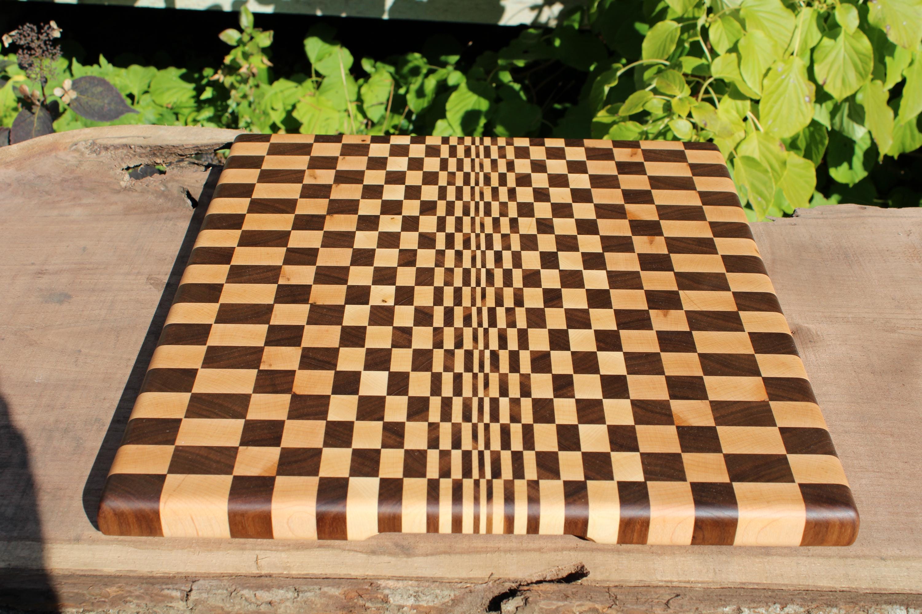Optical Illusion Walnut/maple End Grain Cutting Board - Etsy