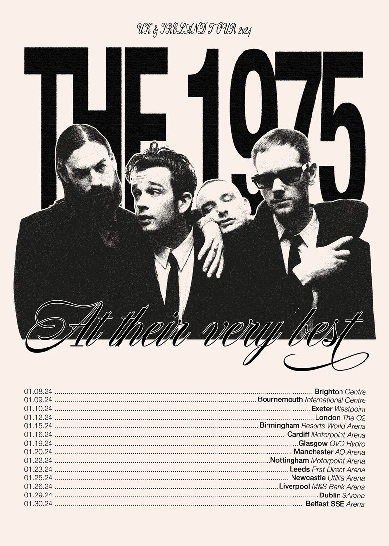 1975 Music Print 1975 at Their Very Best UK & Ireland Tour Poster Music ...