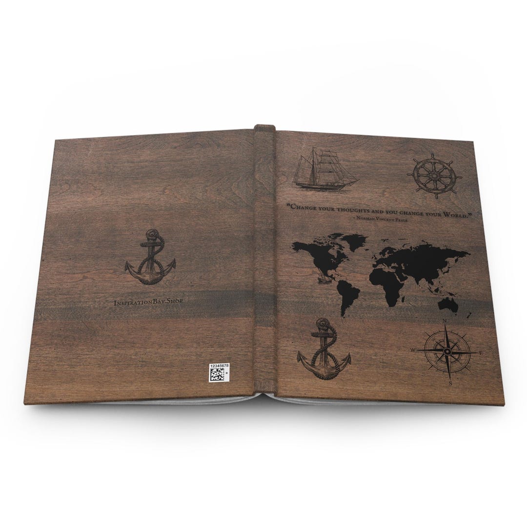 Adventure World Map Pyrography Notebook With Inspirational Quote ...