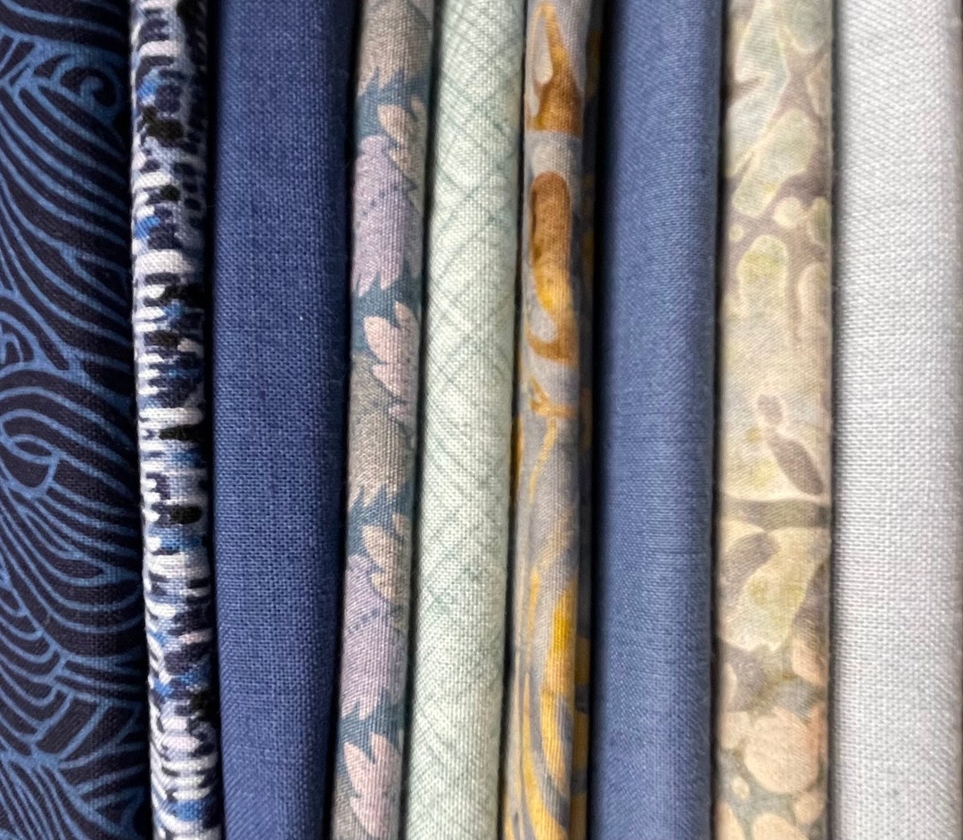 Shades of BLUE Vintage Fabric Collection of 9 Fat Quarters - Etsy