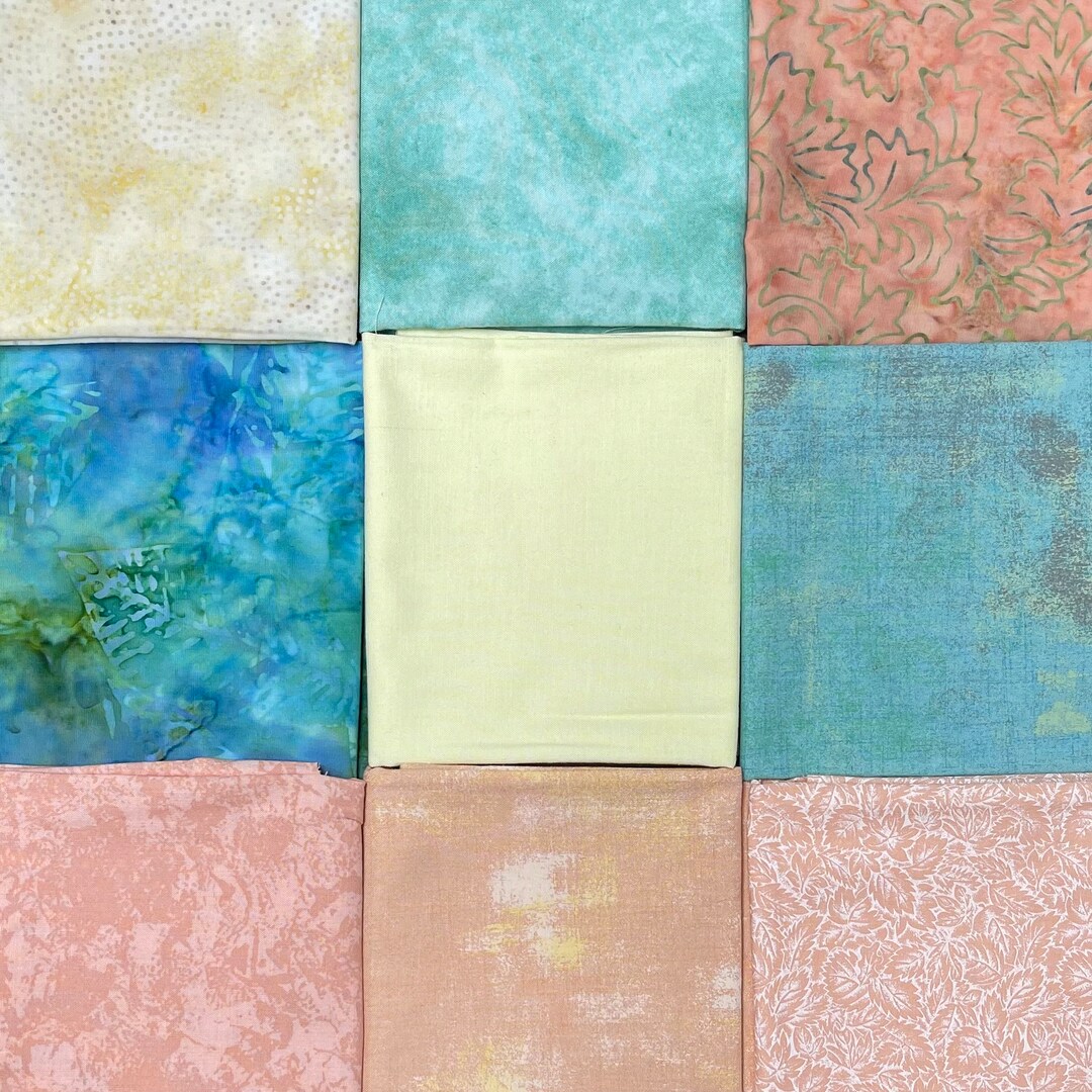 Pastel Peach/green-ish Vintage Fat Quarter Assortment of Designer ...