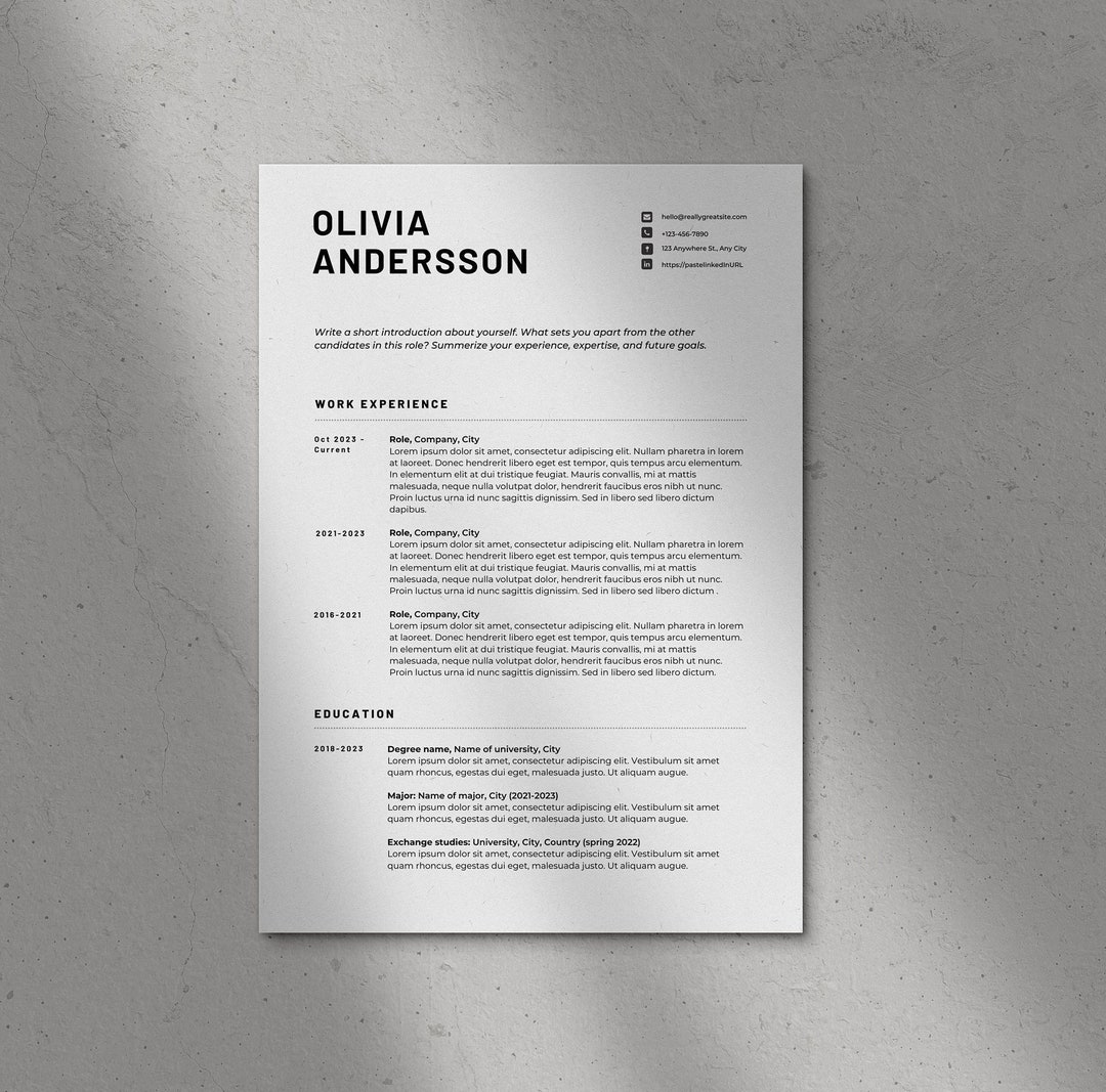Professional ATS Friendly Resume Design. Two-page Resume Template With ...