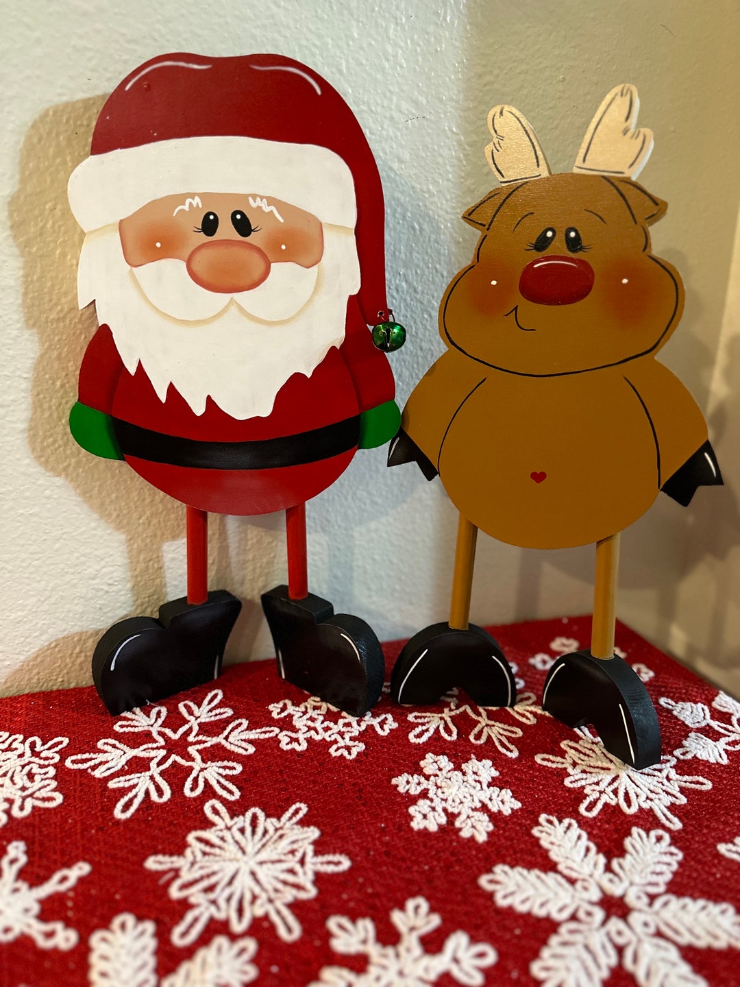 Santa and Rudolph Centerpiece Standing Set - Etsy