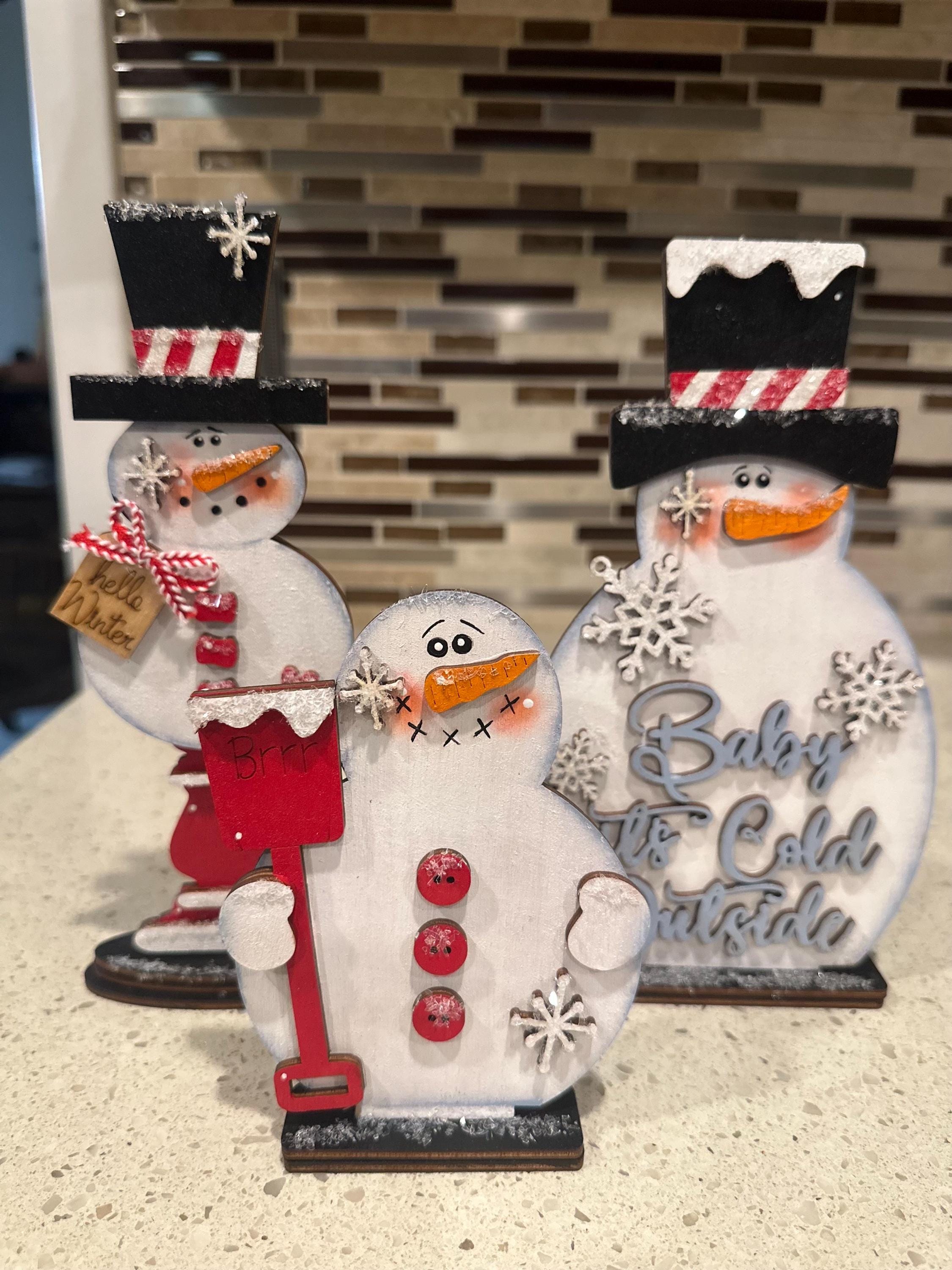 Standing Snowman Trio Set - Etsy