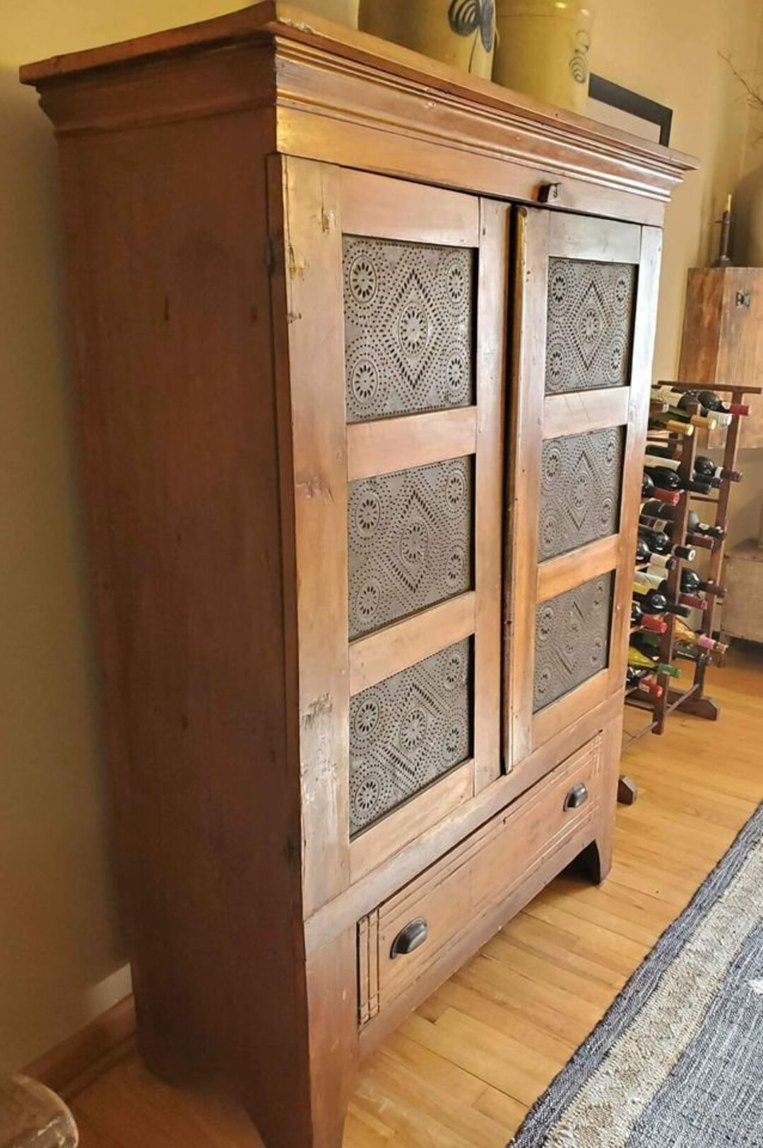 Fantastic Large Antique Wood Pie Safe Cupboard Cabinet With Drawer - Etsy