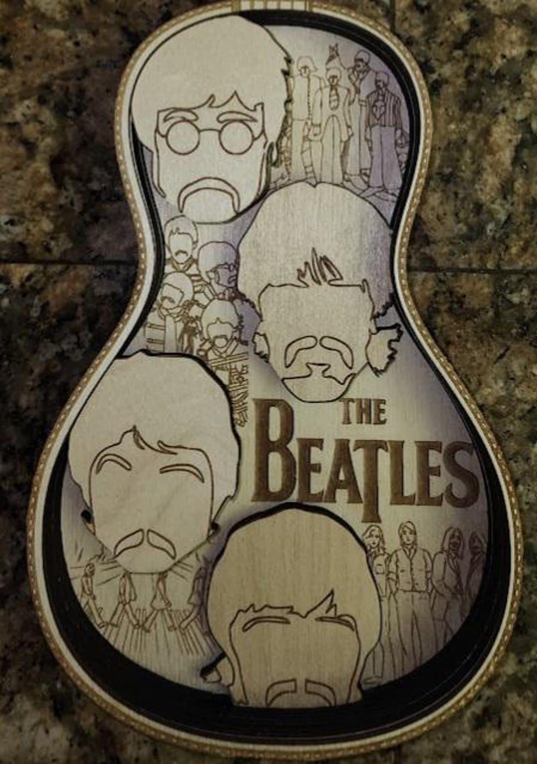 The Beatles Guitar 3D Art | 6-layer SVG Cut File | Laser Ready - Etsy
