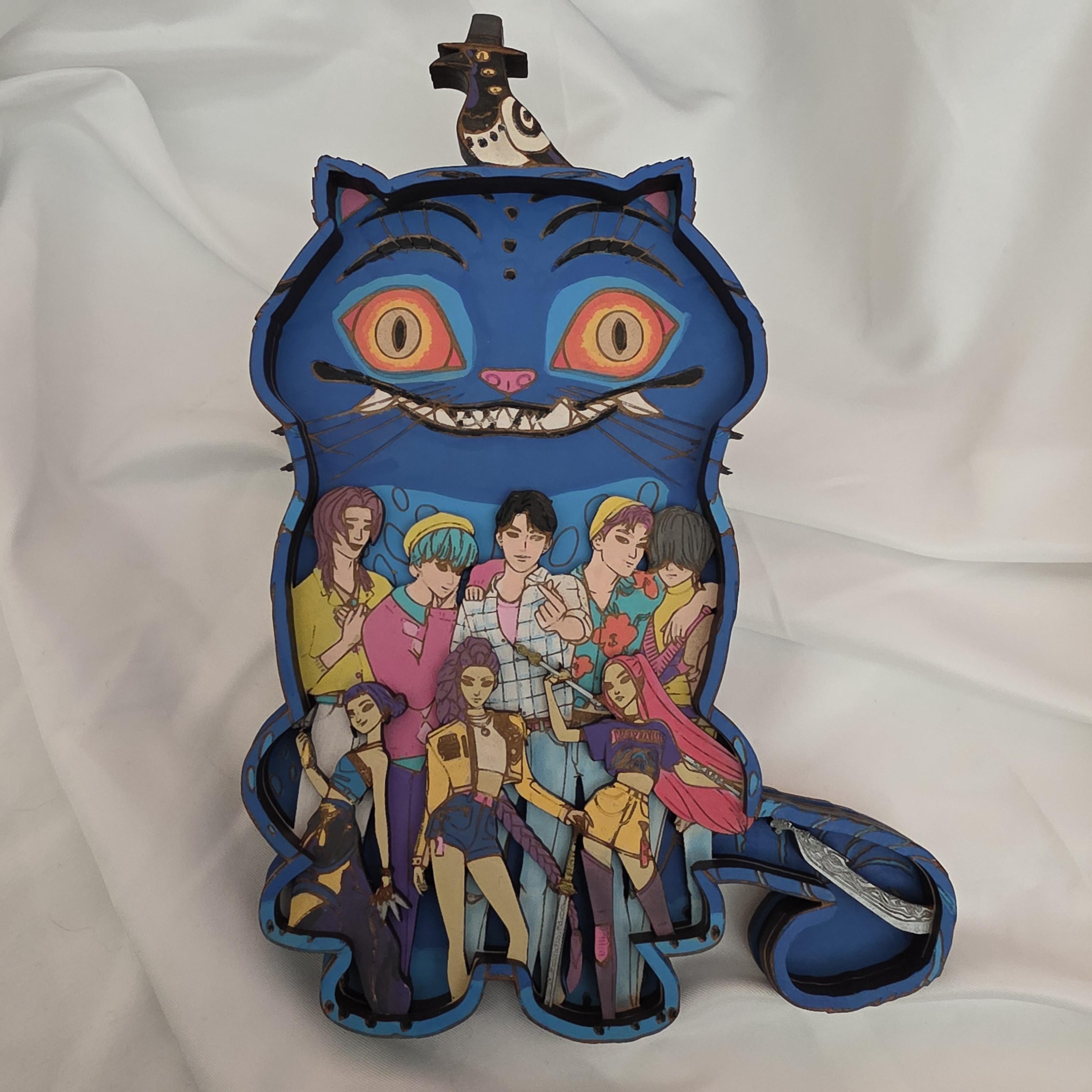 Grinning Cat Idol Crew 3D Layered Art SVG | 4 Layers | Digital Download ...