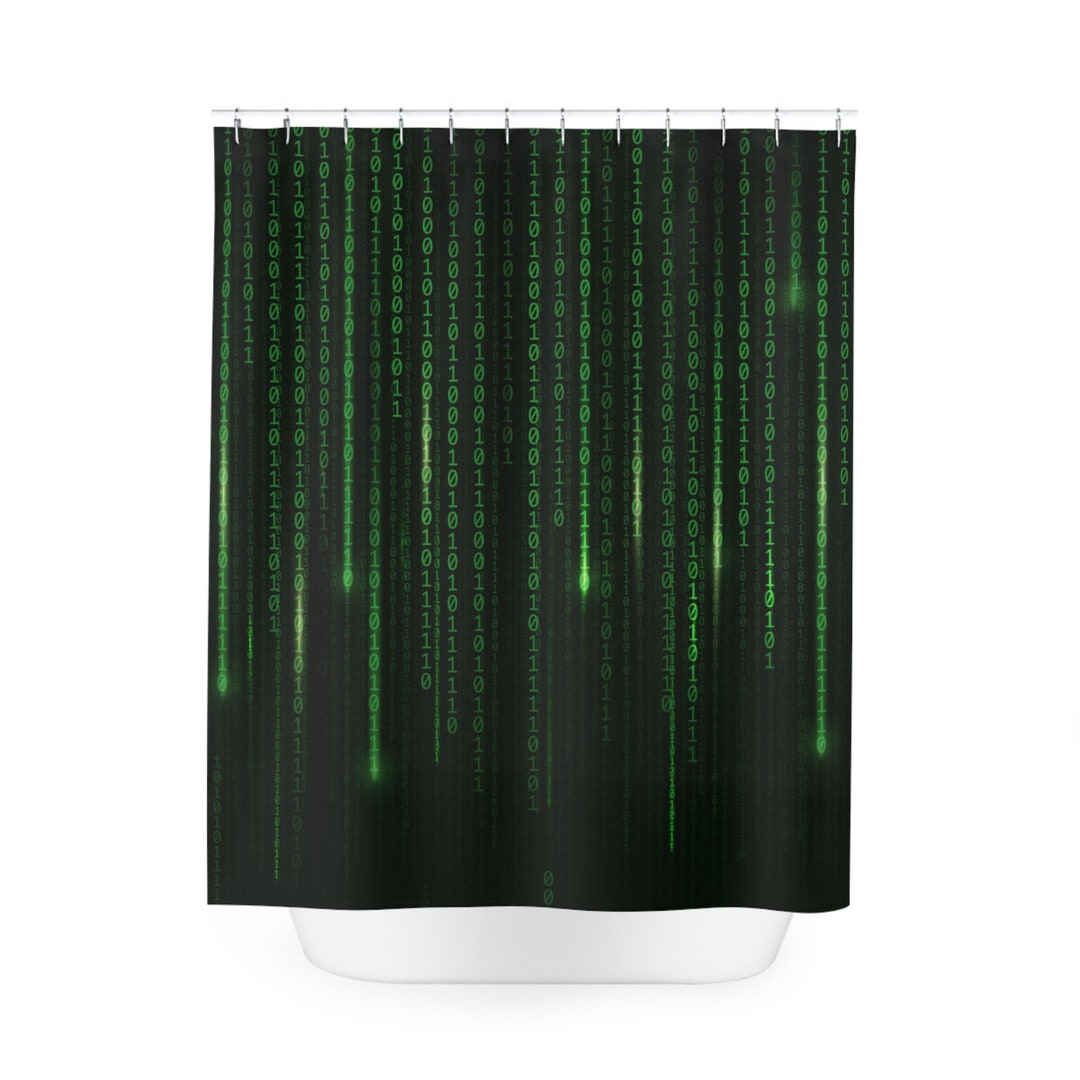 Digital Shower Curtain, Minimalist Design, Black Bathroom Decor, AI ...