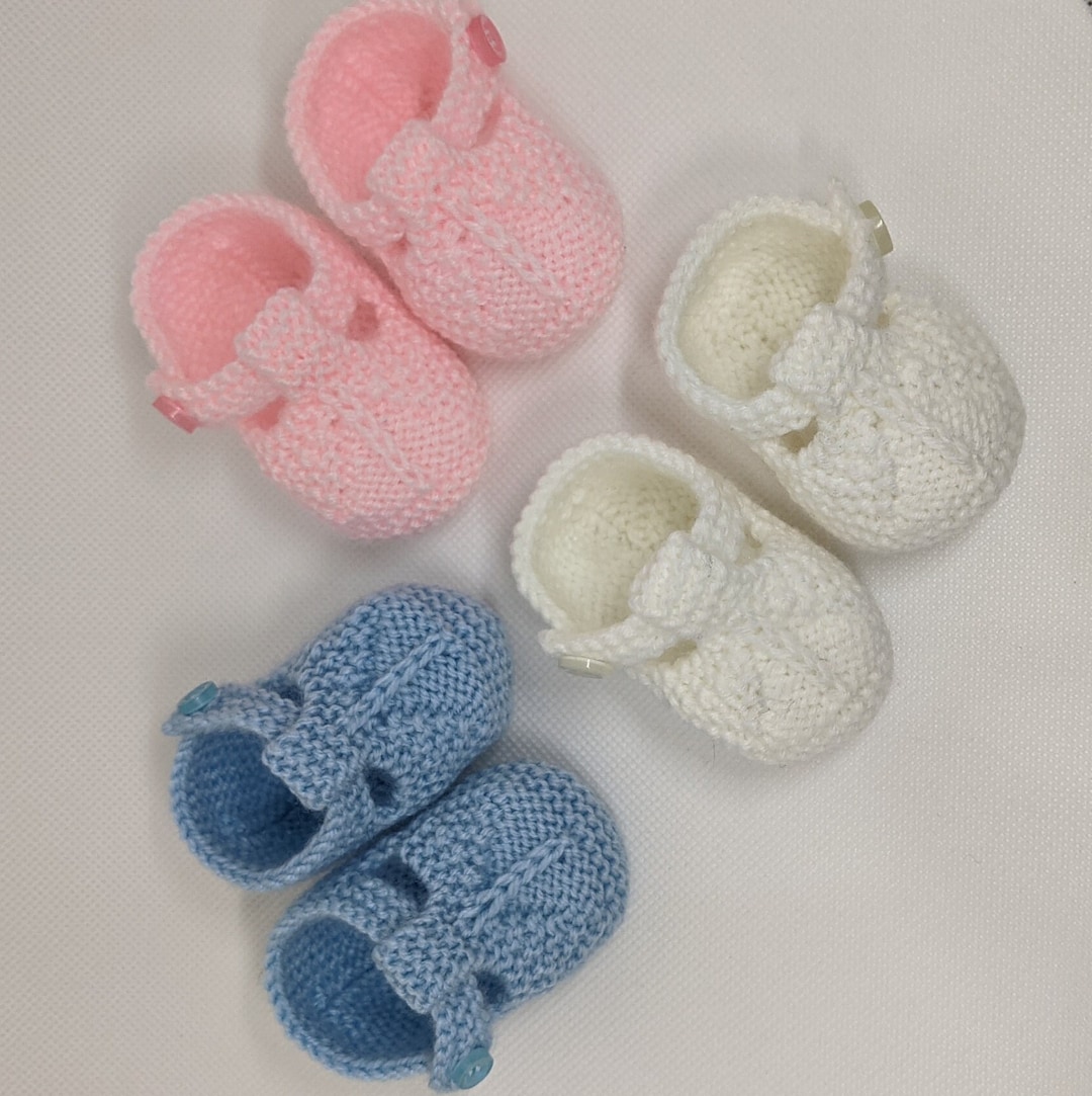 Baby Knit Booties, Baby Booties, White, Pink, Blue, Christening, Baby ...