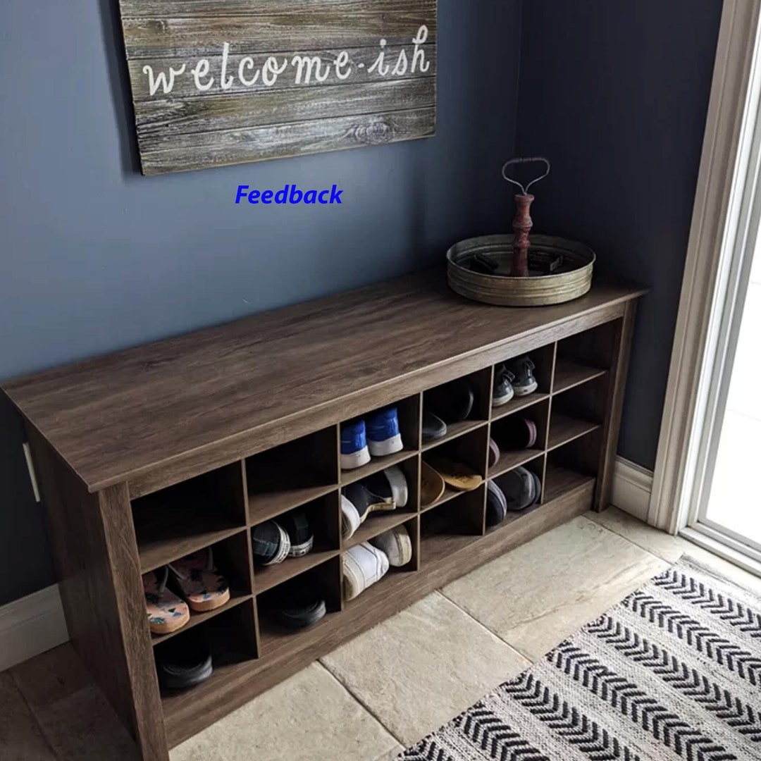 18 Pair Shoe Storage Bench, 3 Tier Wooden Shoe Bench, Entryway Shoe ...