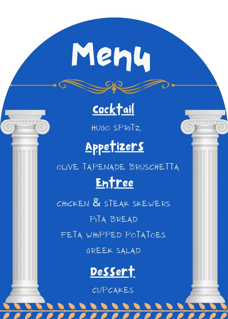 Customizable Greek Party Menu, Big Fat Greek Dinner Menu, Taverna Night ...