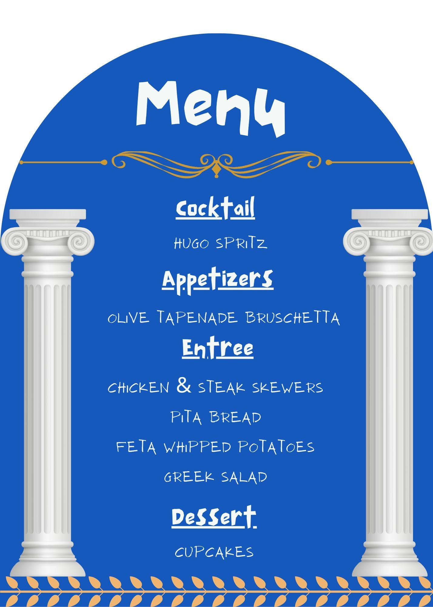 Customizable Greek Party Menu, Big Fat Greek Dinner Menu, Taverna Night ...