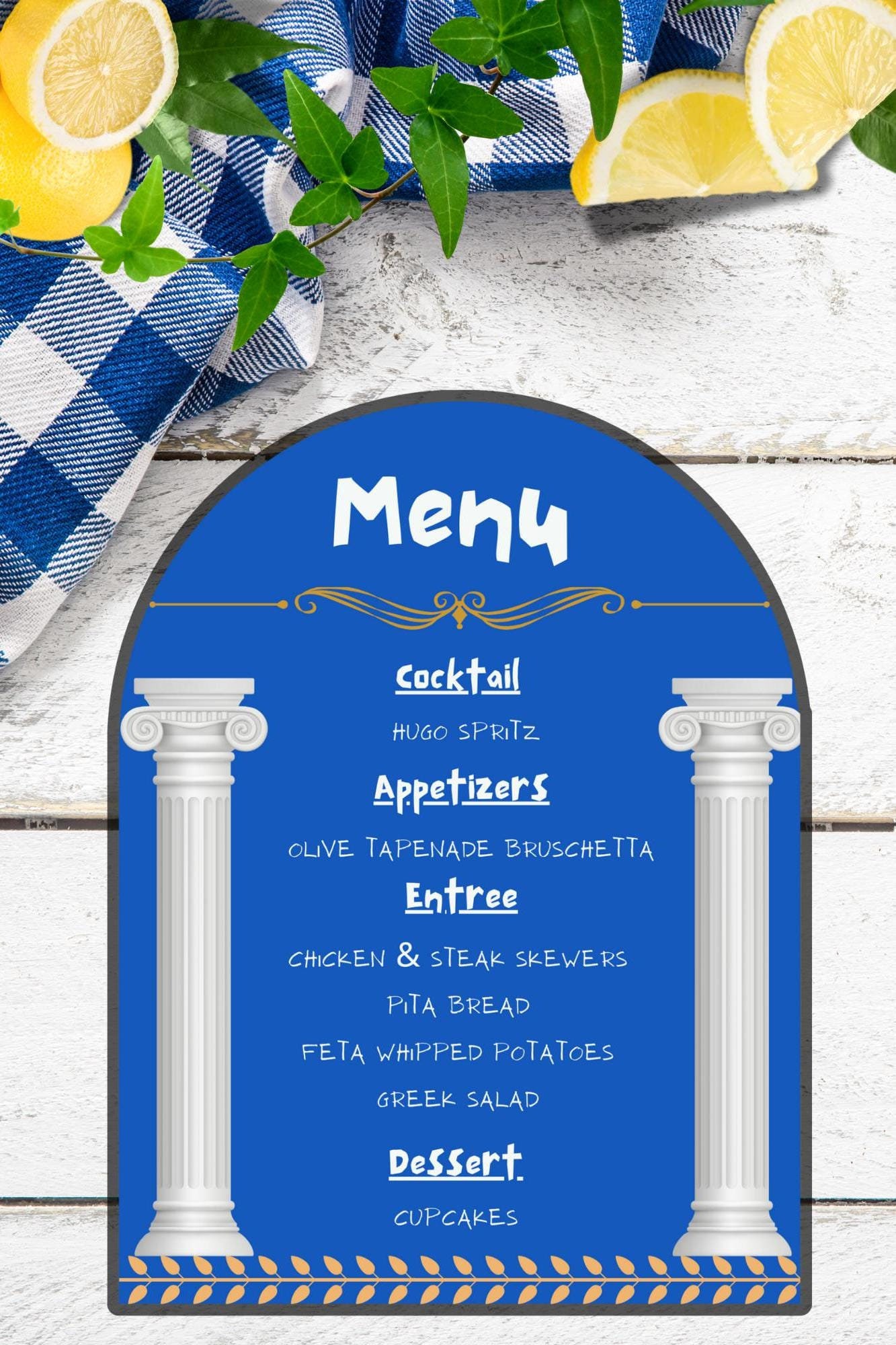 Customizable Greek Party Menu, Big Fat Greek Dinner Menu, Taverna Night ...
