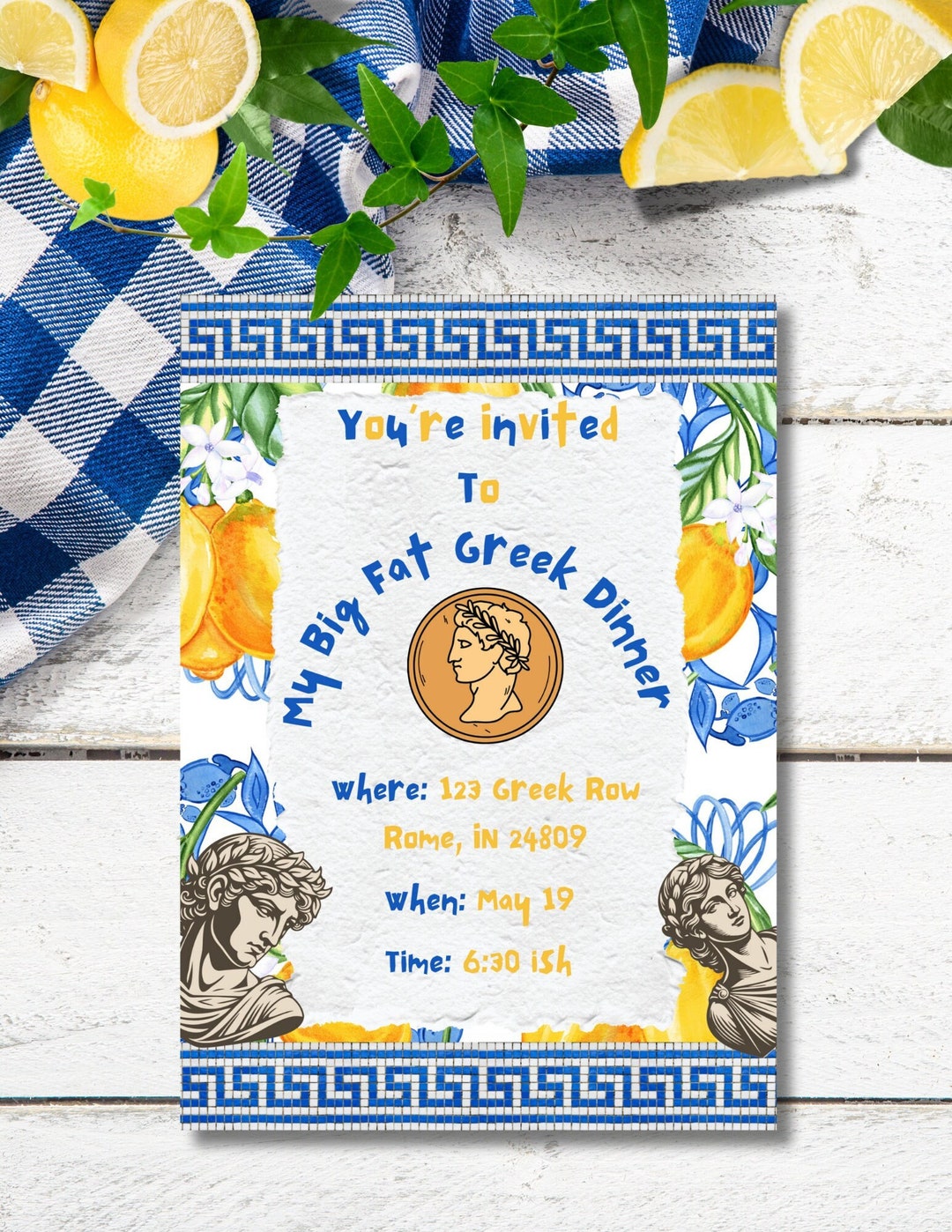 Customizable Greek Party Invite, Big Fat Greek Dinner Invitation ...