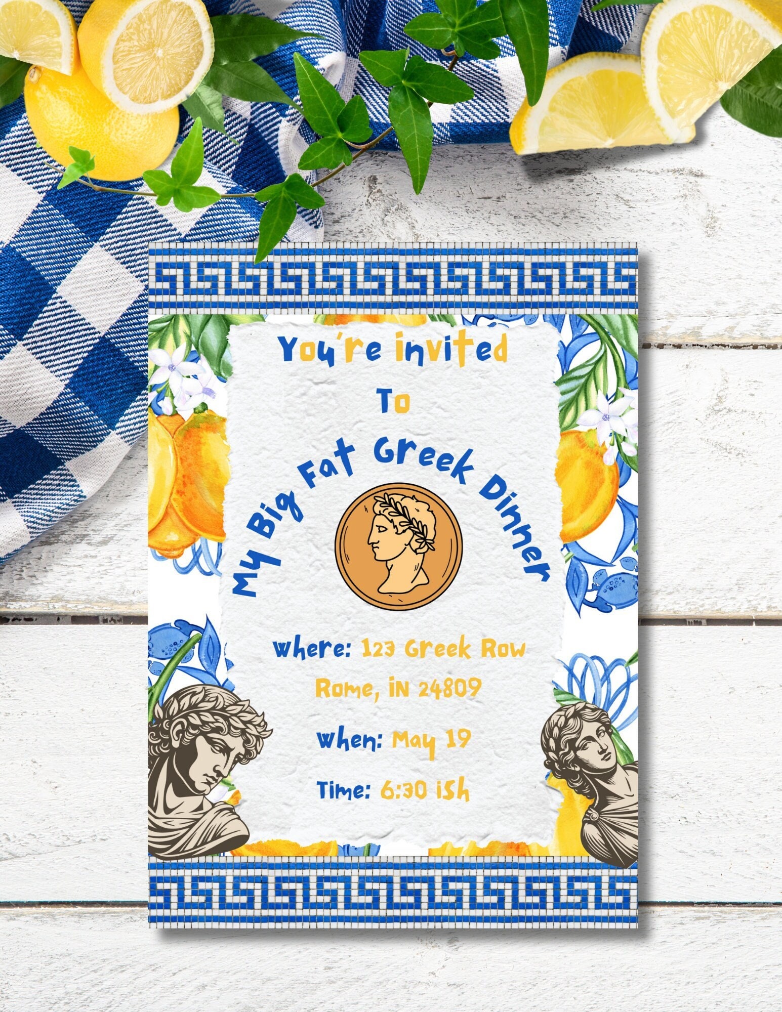 Customizable Greek Party Invite, Big Fat Greek Dinner Invitation ...