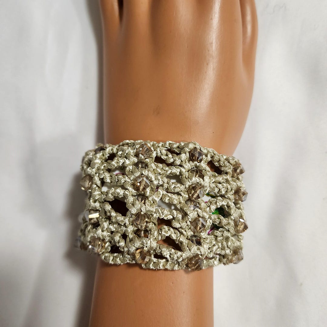 Ladder Stitch Tape Cuff With Czech Beads - Etsy